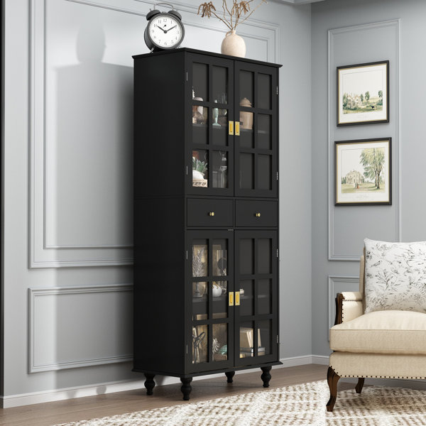 Alcott Hill® Bookcase With Glass Door Amd Drawer | Wayfair