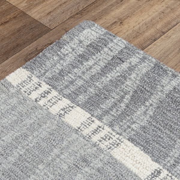17 Stories Handmade Wool Gray/Cream Rug & Reviews | Wayfair