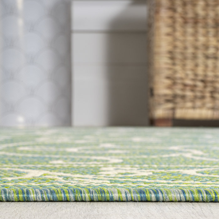 Canora Grey Debbe Green/White Indoor/Outdoor Rug & Reviews | Wayfair
