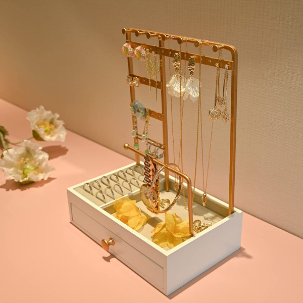 Canora Grey White Jewellery Organiser Stand For Necklaces Display With ...