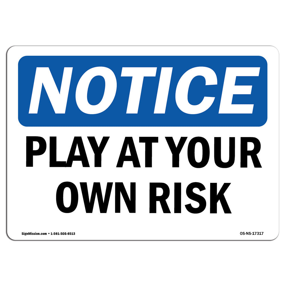 SignMission Notice - Play at Your Own Risk Heavy Duty or Label | Wayfair