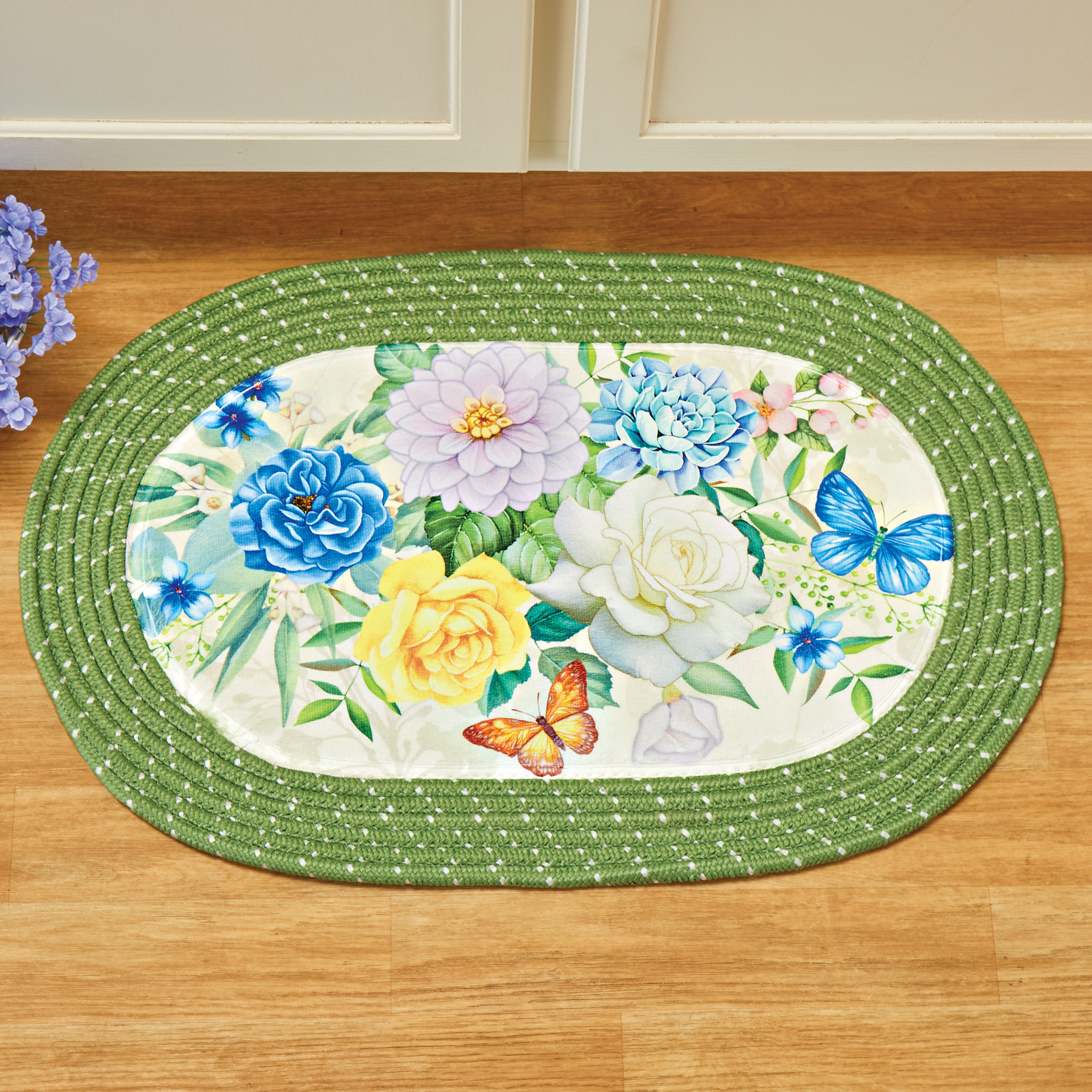 August Grove® Lachesis Braided Performance Green/Yellow/Blue Rug | Wayfair