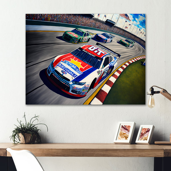 17 Stories Stock Car Racing Last Lap I - Unframed Print on Metal | Wayfair