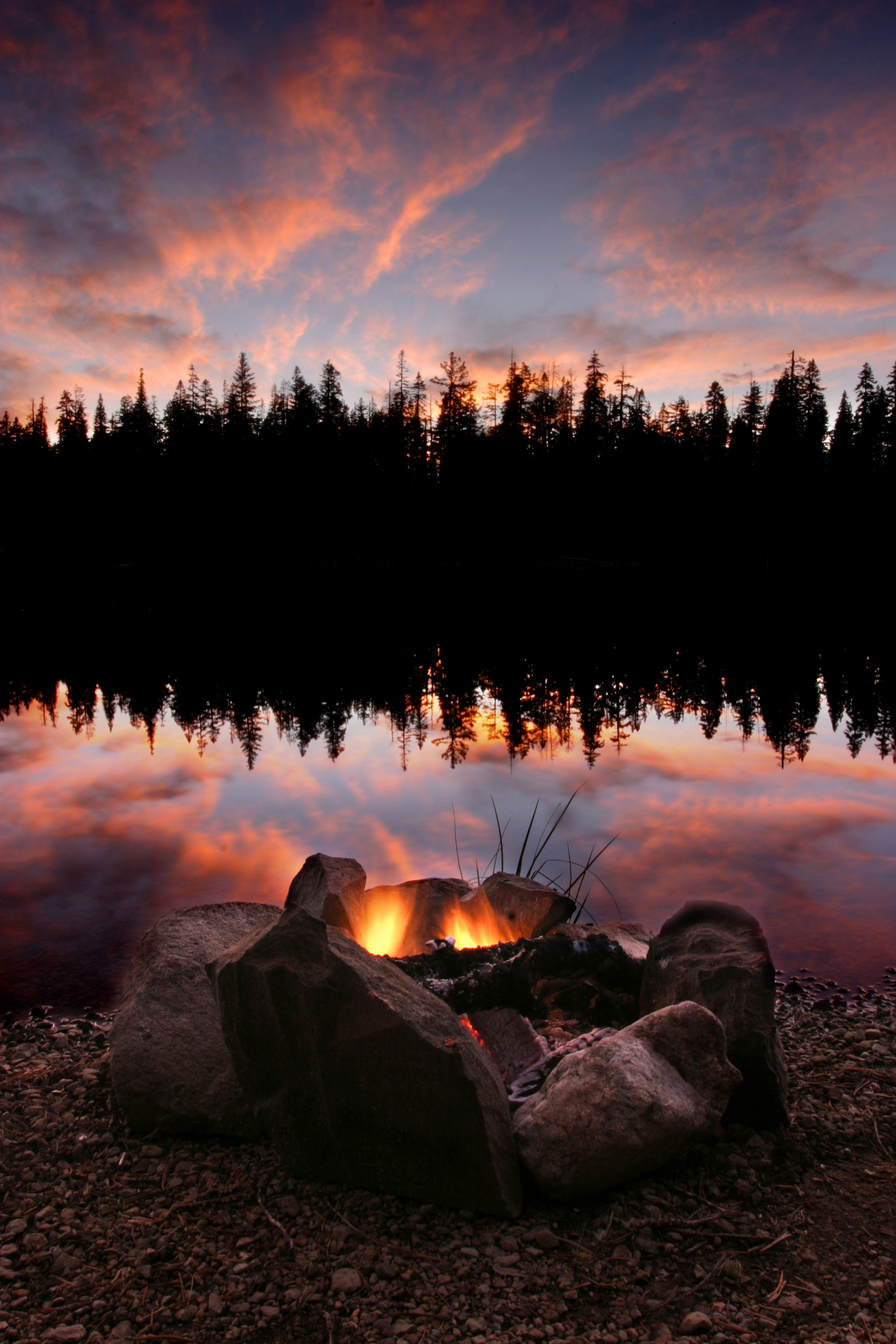Union Rustic Lakeside Campfire - Wrapped Canvas Photograph | Wayfair.co.uk