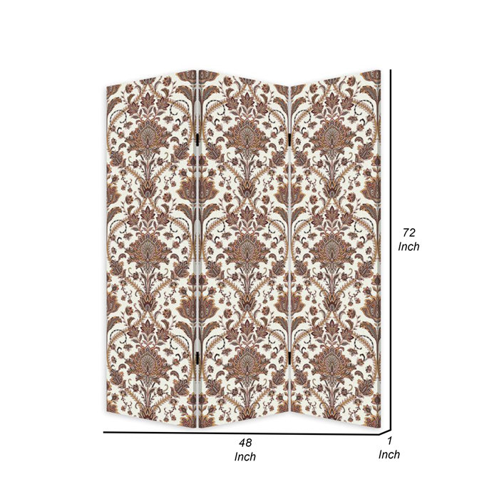 Bloomsbury Market Cesari 48'' W x 72'' H 3 - Panel Solid Wood Folding ...