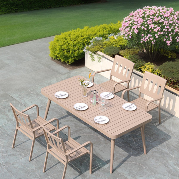 Rosecliff Heights Rectangular_4_Outdoor Cast Aluminum Table And Chair ...