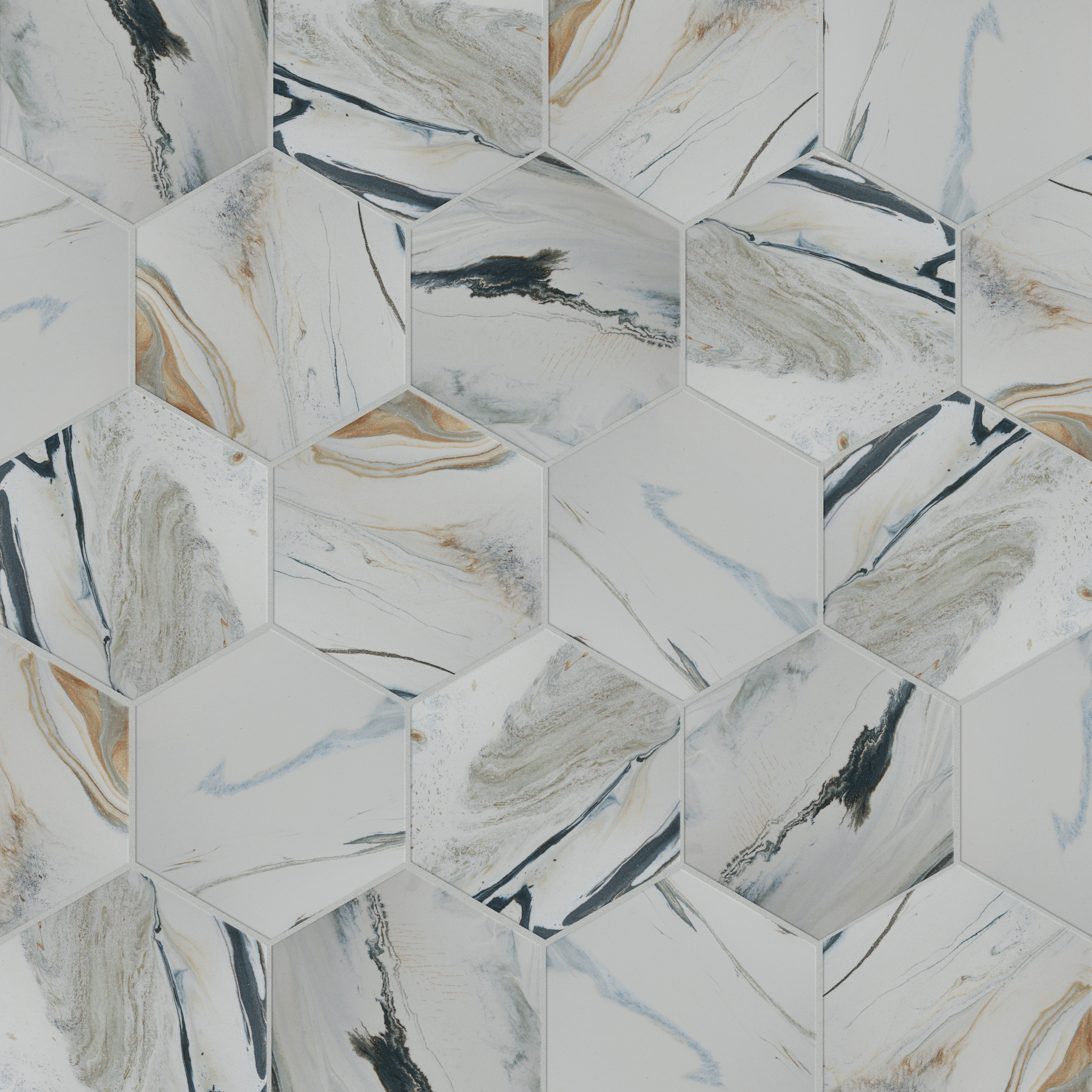 Merola Tile Marmaris Hex 9" x 10" Porcelain Marble Look Wall & Floor ...