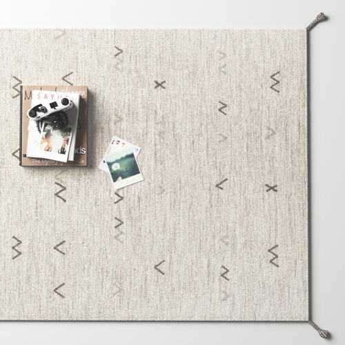 AllModern Bodie Handmade Hanwoven Wool Light Gray/Light Brown Rug ...