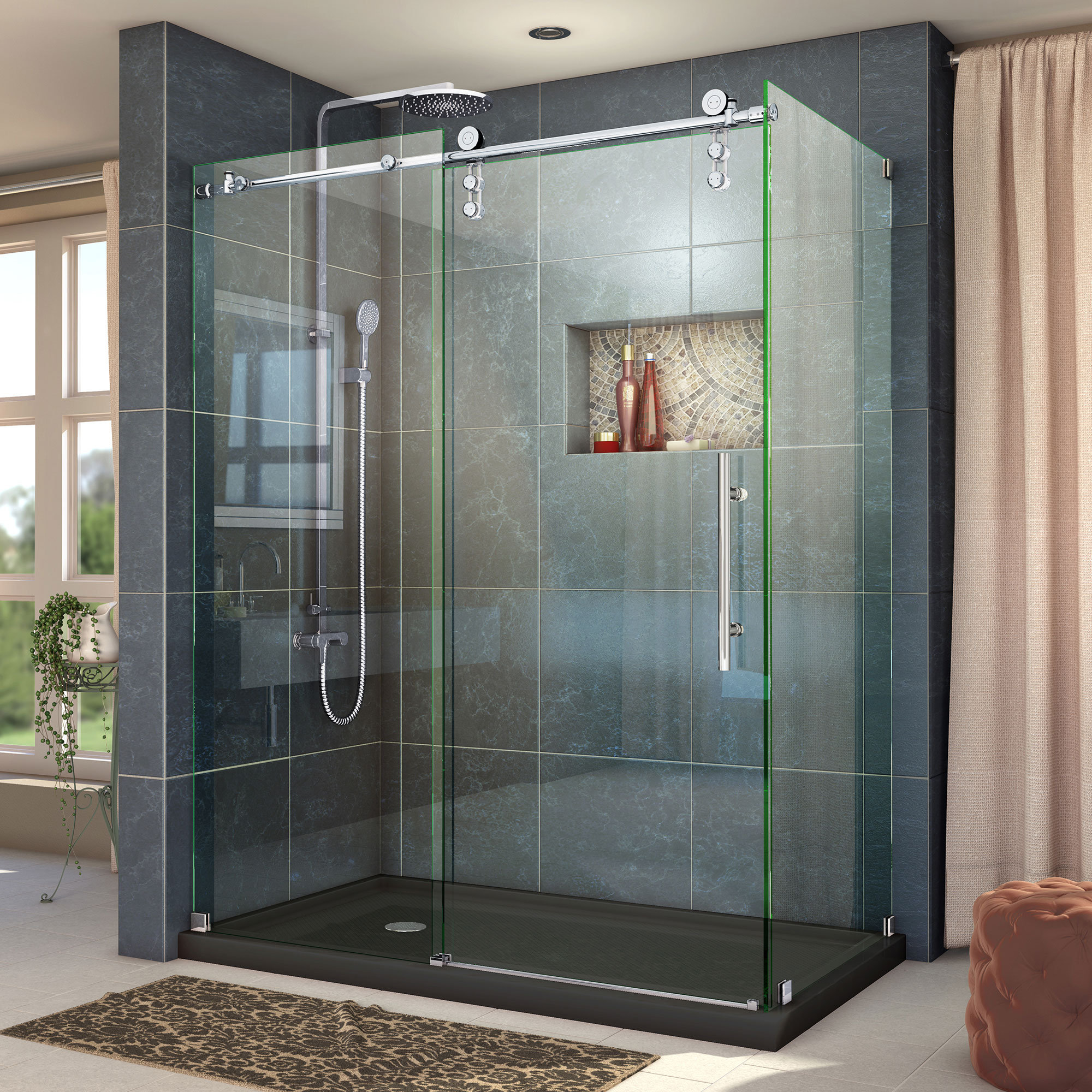 DreamLine Enigma-Z 76" Frameless Shower enclosure & Reviews | Wayfair