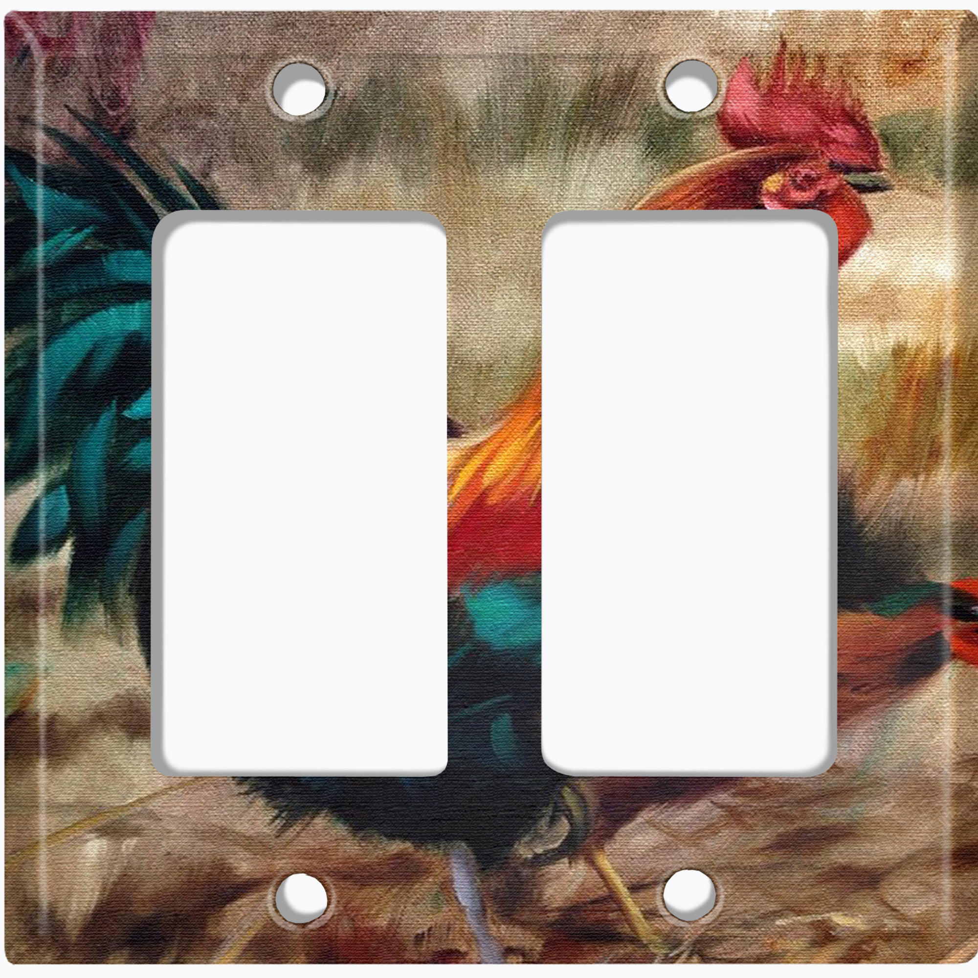 WorldAcc Colorful Chicken Rooster Paint 2-Gang Rocker Wall Plate | Wayfair