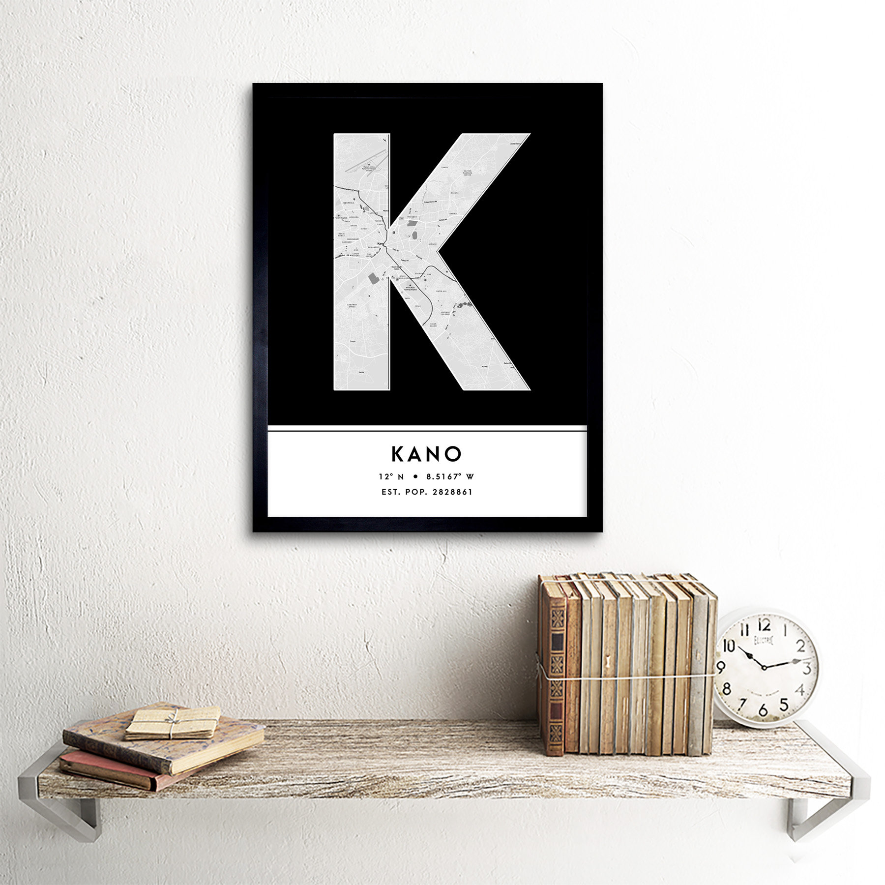 Wee Blue Coo Kano City Map Kano Black & White by Wee Blue Coo - Picture ...