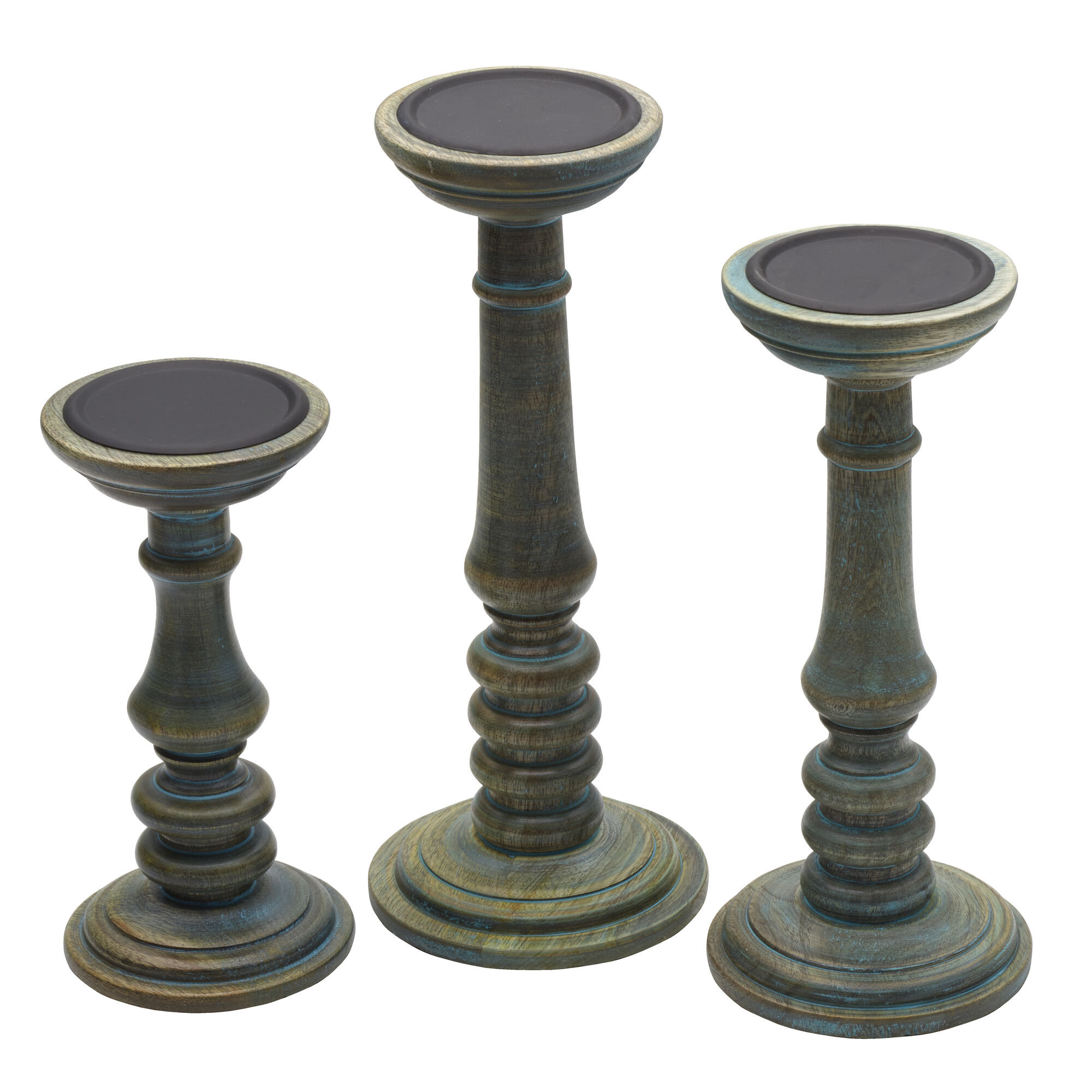 Elements 3 Piece Wood Tabletop Candlestick Set | Wayfair