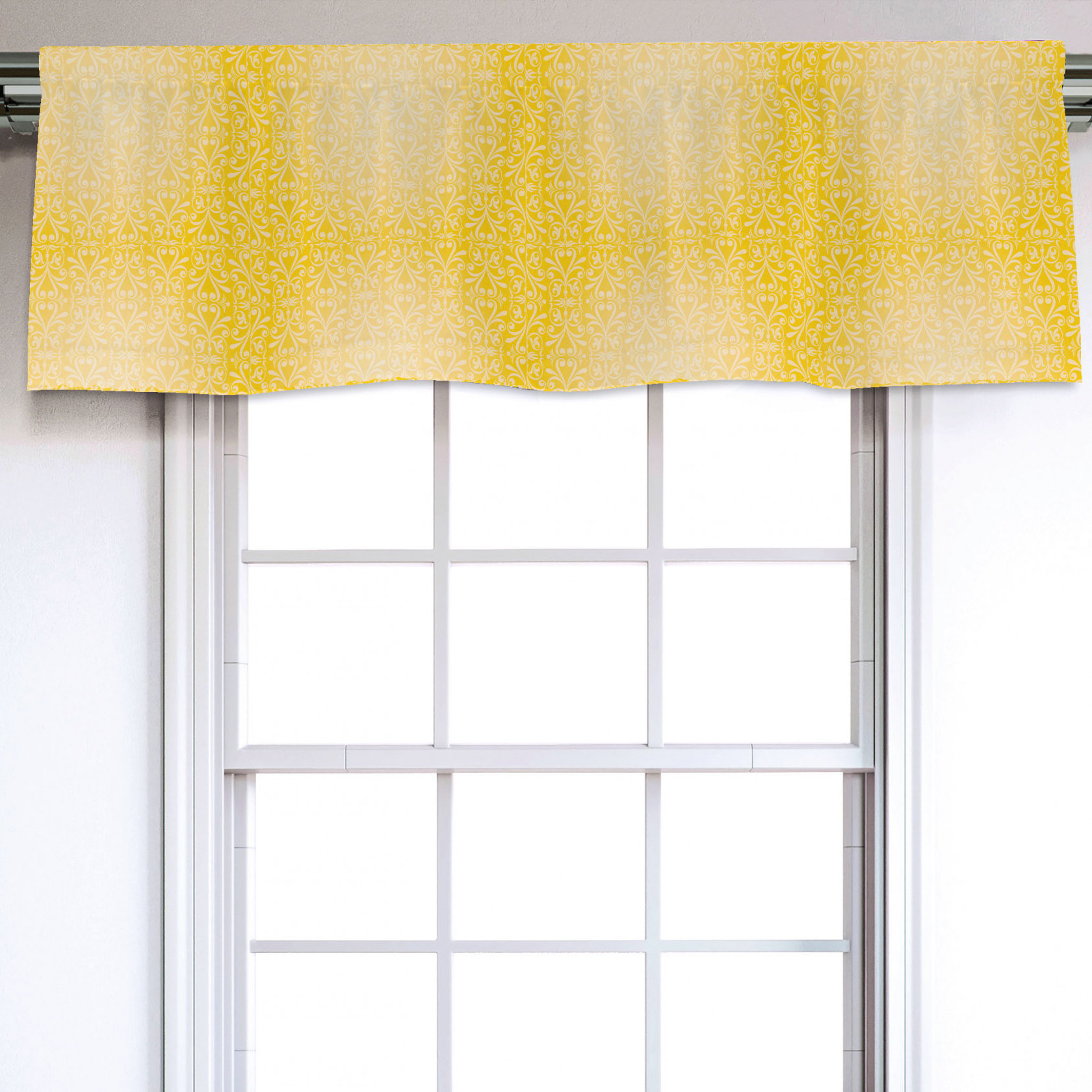 East Urban Home Abstract Sateen Ruffled 54'' Window Valance in Yellow ...