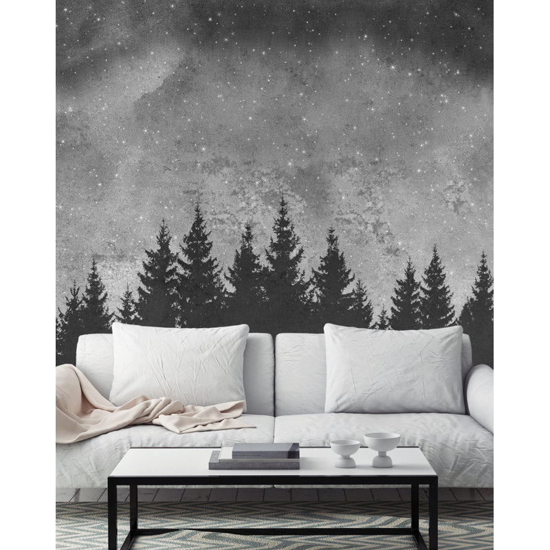 Harriet Bee Costello Forest Trees Night Scene 4-Piece Panel Peel Wall ...