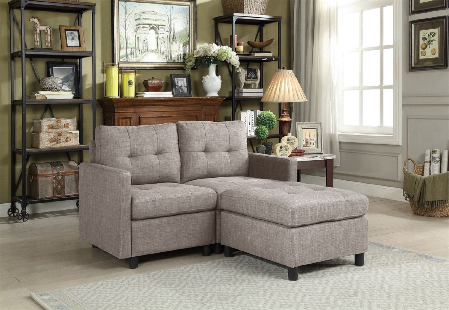 Latitude Run® 52'' Linen Square Arm Modular Sofa with Reversible ...