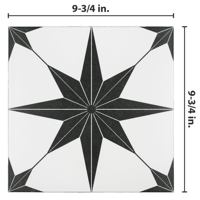 Merola Tile Stella 10" x 10" Porcelain Patterned Wall & Floor Tile ...