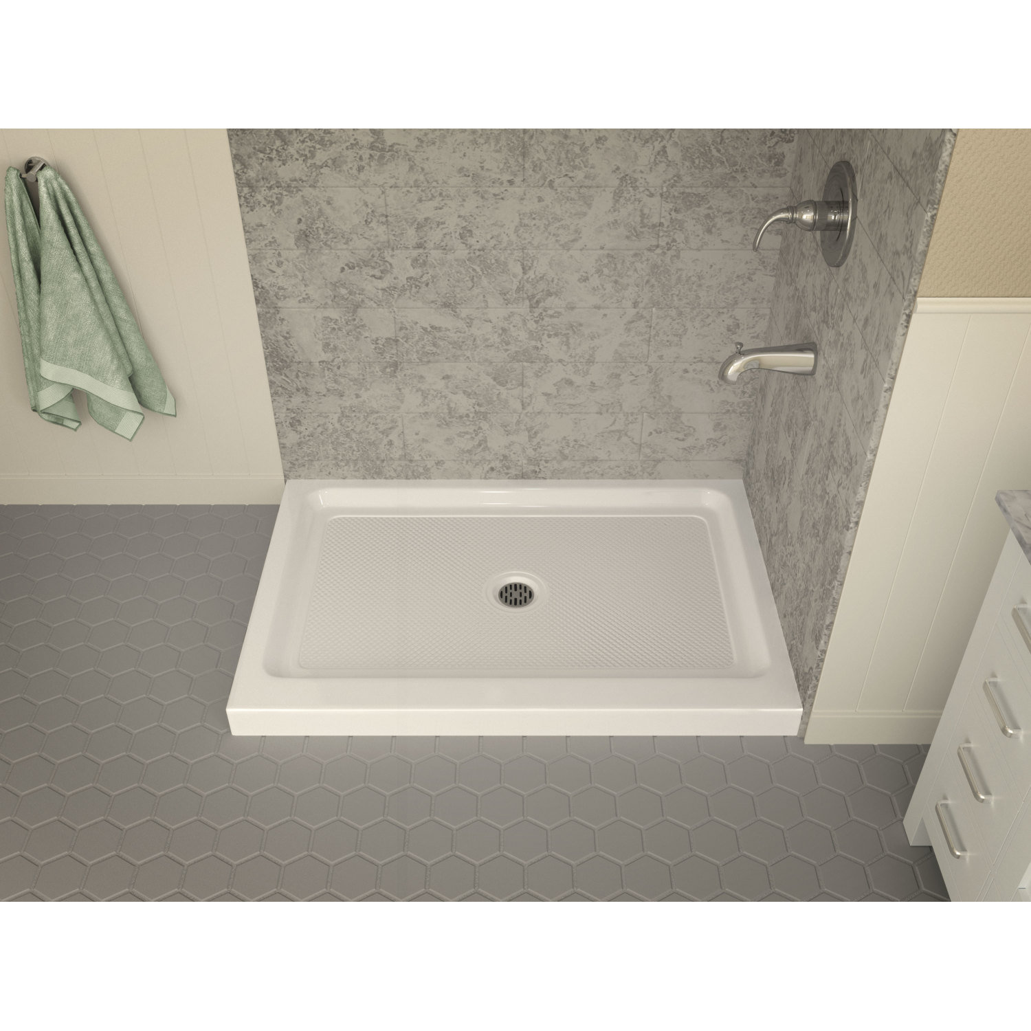 ANZZI Port 48" W x 36" D Double Threshold Shower Base & Reviews | Wayfair