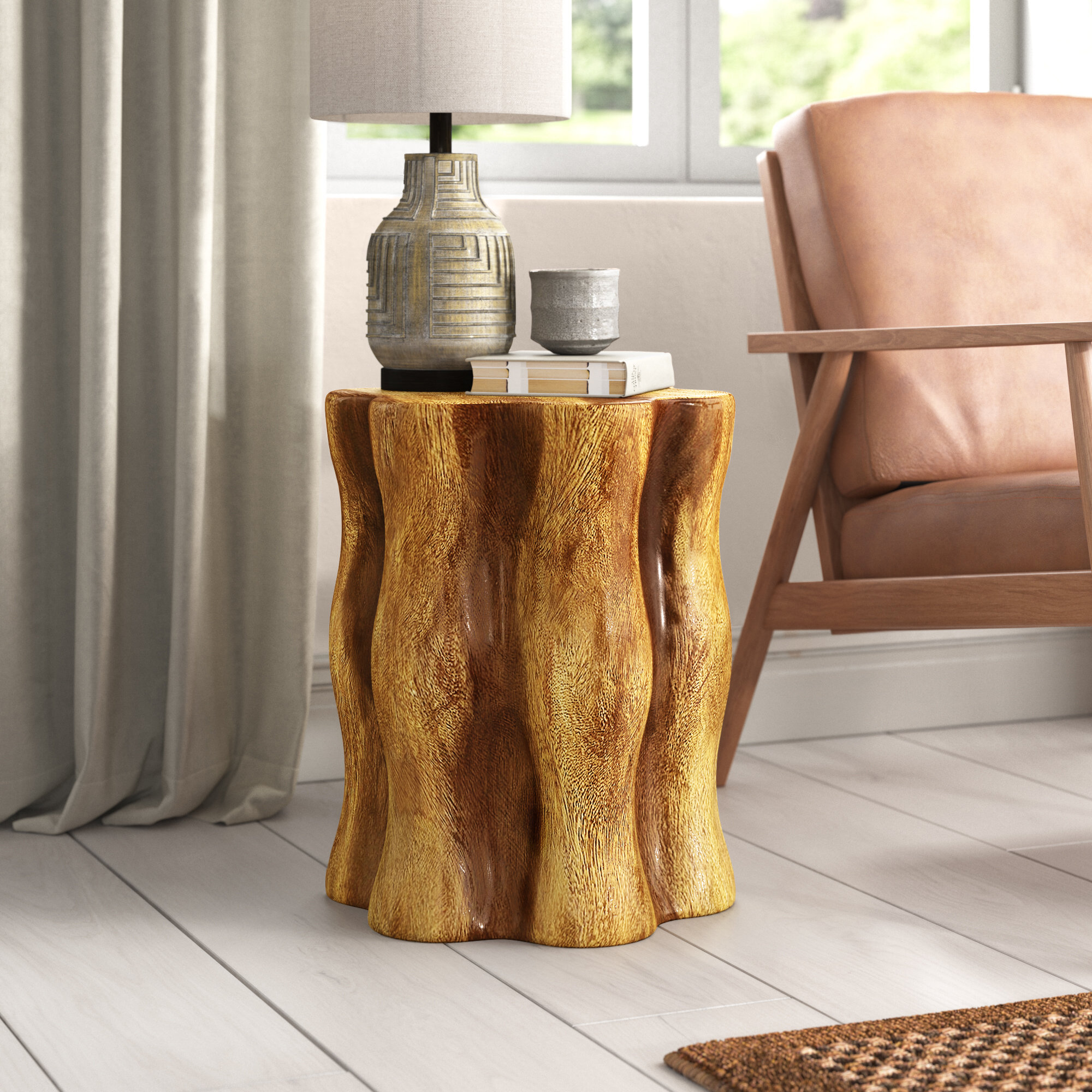 Millwood Pines Corringham 20'' Tall Solid Wood Tree Stump End Table ...