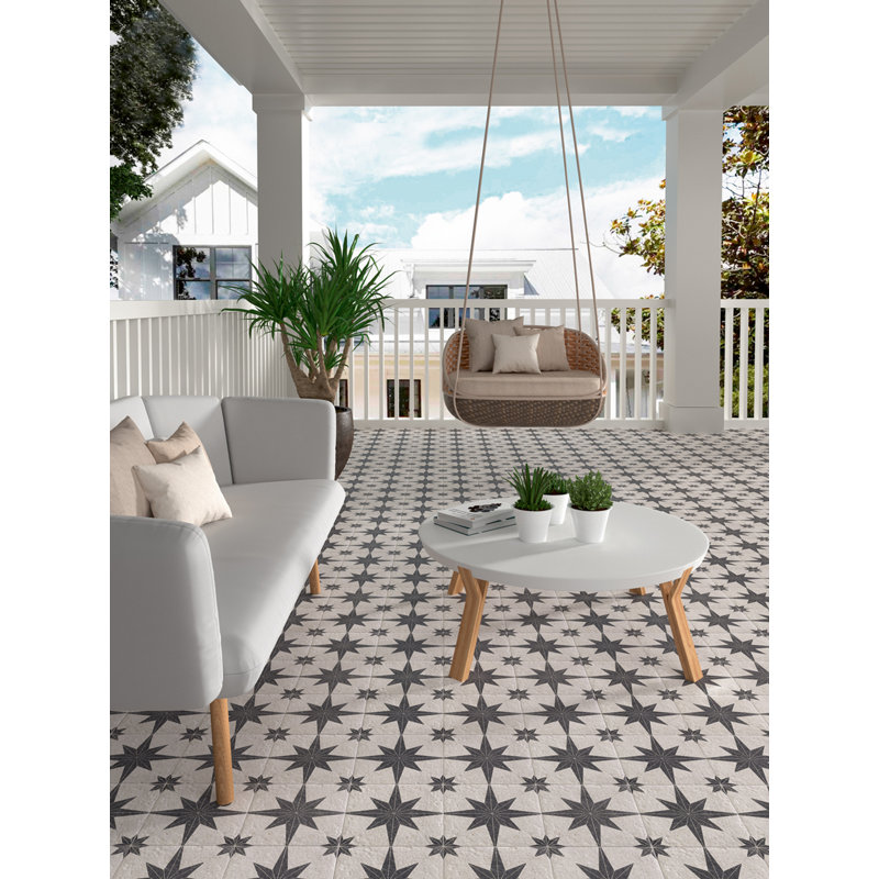 The Bella Collection Tulum Compass 8" x 8" Patterned Wall & Floor Tile ...
