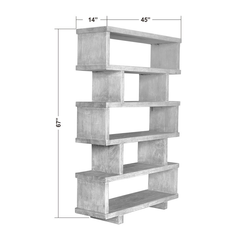 Loon Peak® 67.5" H x 45" W Solid Wood Geometric Bookcase | Wayfair
