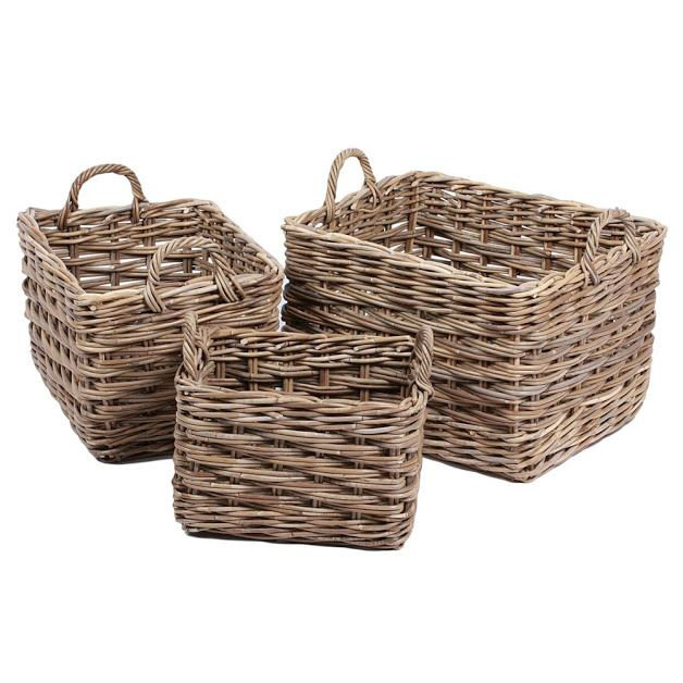 Red Hamper Storage Triple Weave Rectangular Wicker Log Carrier with ...