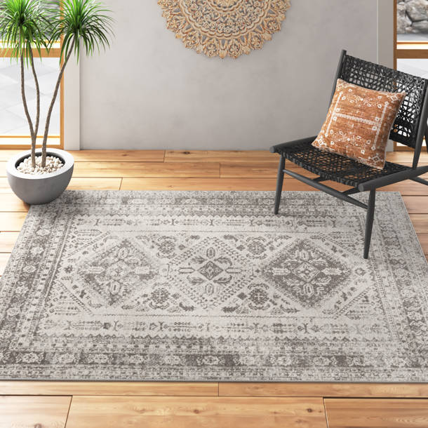 Mistana™ Dickison Machine Washable Oriental Gray/Brown Area Rug ...