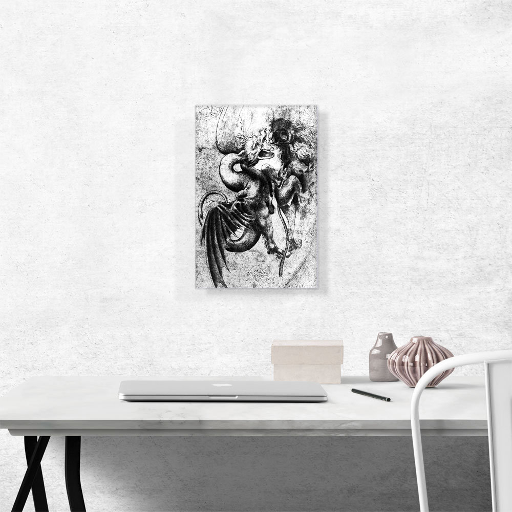 ARTCANVAS Battle Between A Dragon And A Lion by Leonardo Da Vinci ...