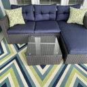 George Oliver Turnbow Geometric Green Indoor / Outdoor Area Rug ...