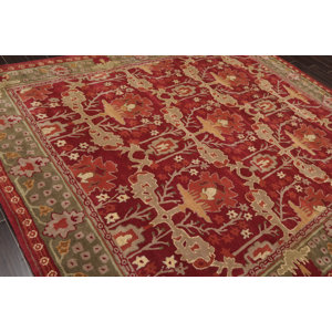 Oriental Rug of Houston Handmade Wool Red/Green Rug | Wayfair