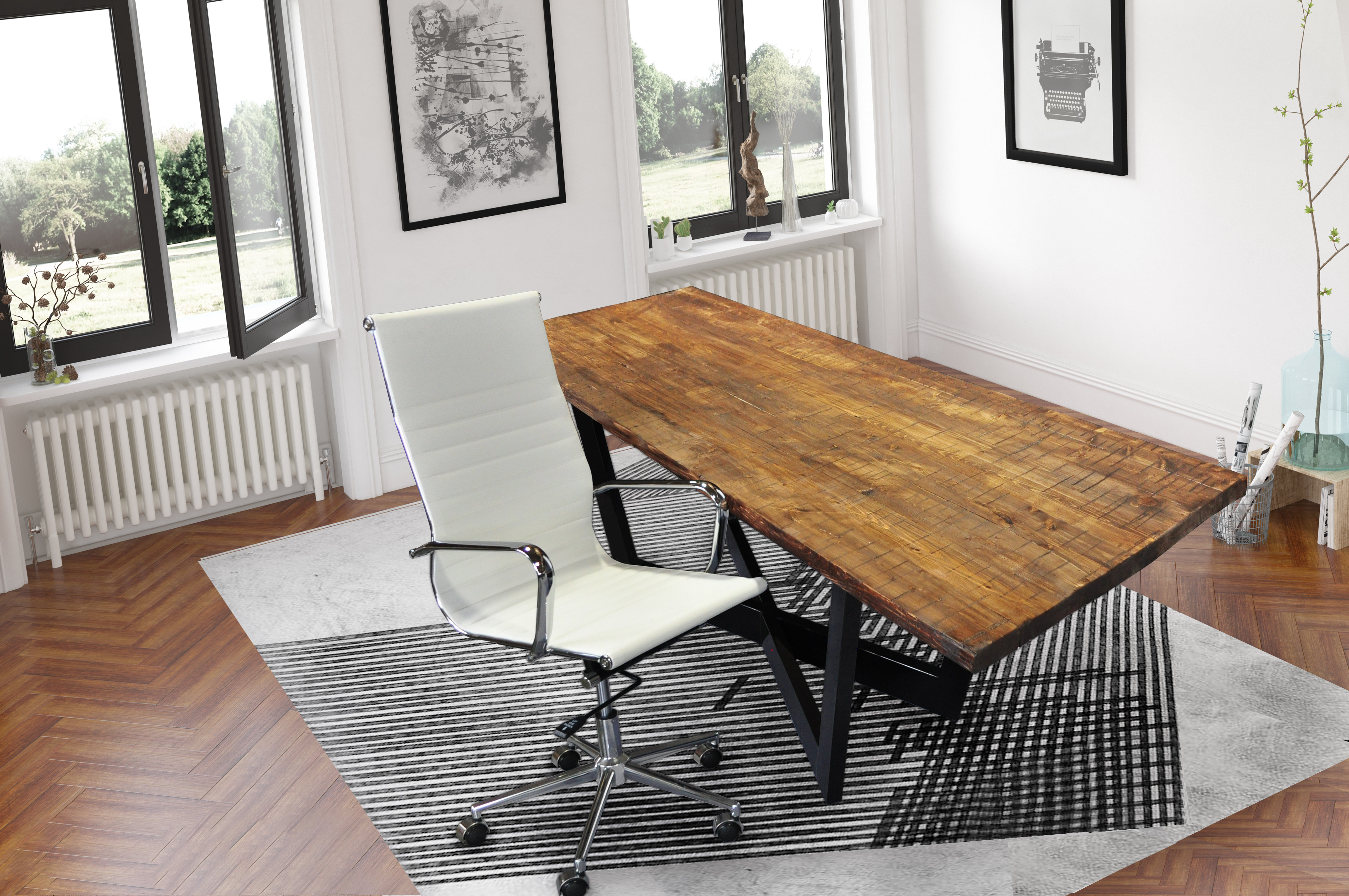 17 Stories Minard Reversible Orientation Desk and Chair Set | Wayfair