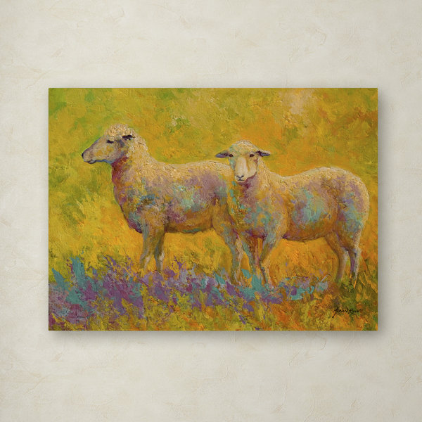 Red Barrel Studio® 'Warm Glow Sheep Pair' Print on Wrapped Canvas | Wayfair