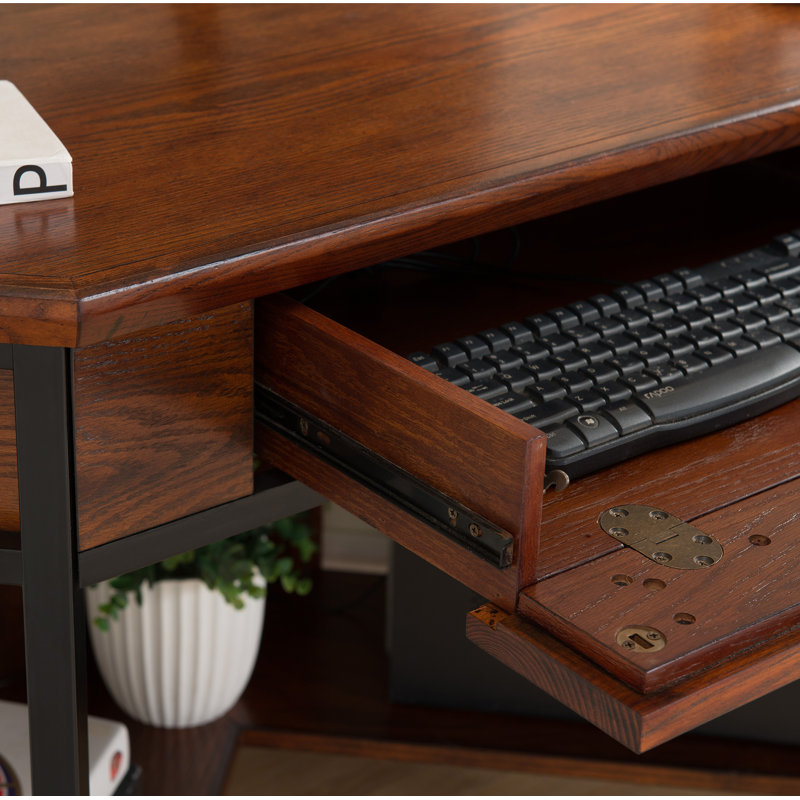 Red Barrel Studio® Ironcraft Solid + Manufactured Wood Corner Computer ...