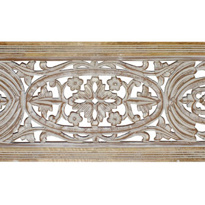 Bungalow Rose Rectangular Mango Wood Panel with Intricate Carving Wall ...
