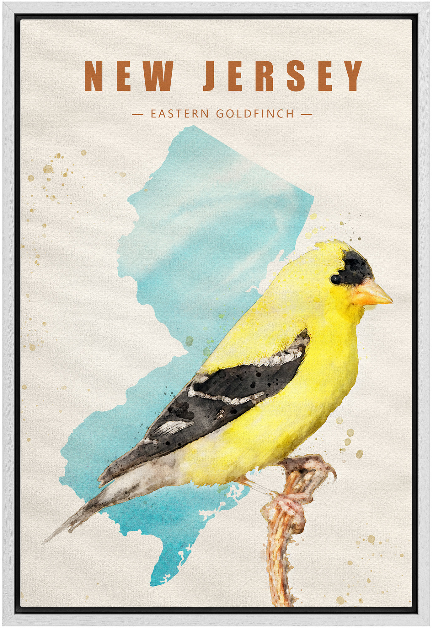IDEA4WALL New Jersey Eastern Goldfinch Bird - Floater Frame Drawing ...