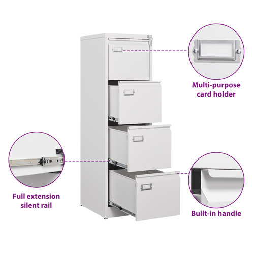 Latitude Run® 4-Drawer Vertical Filing Cabinet & Reviews | Wayfair