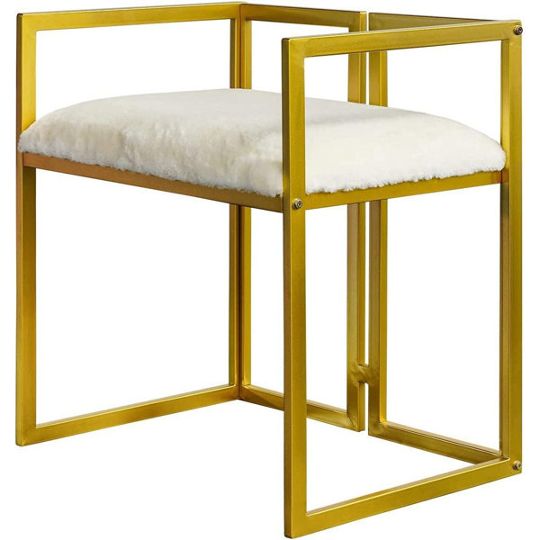 Everly Quinn Fryeburg Artificial Rabbit Hair Metal Slat Back Side Chair ...