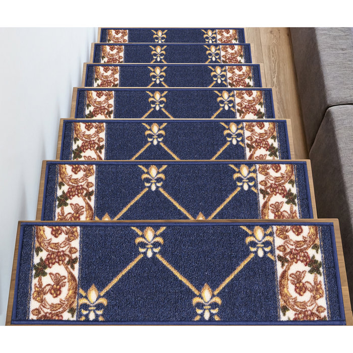 Lark Manor Aadhan Navy/Brown/Green/Cream Stair Tread | Wayfair