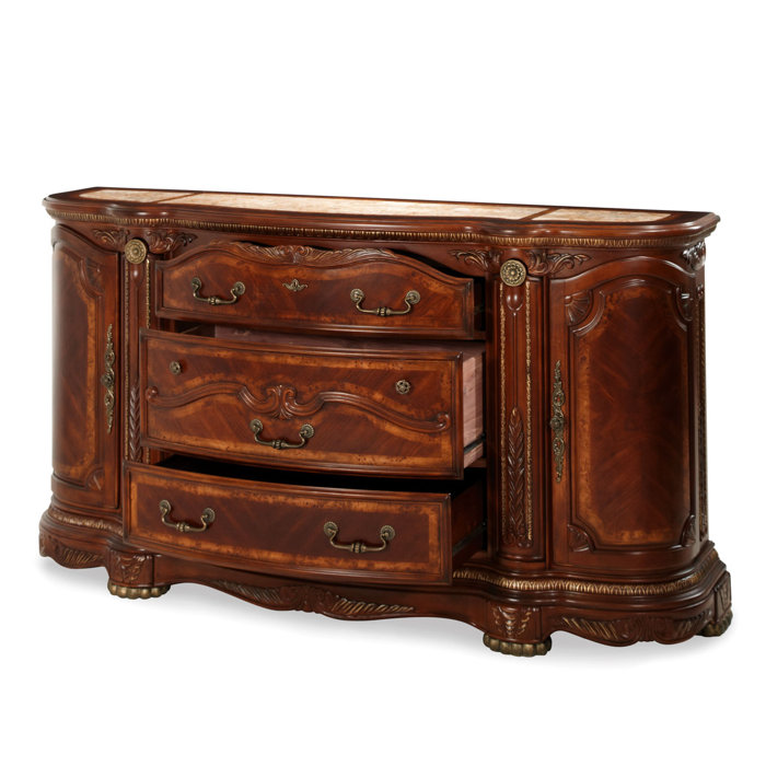 Michael Amini Cortina Honey Walnut 3 - Drawer Dresser & Reviews | Wayfair