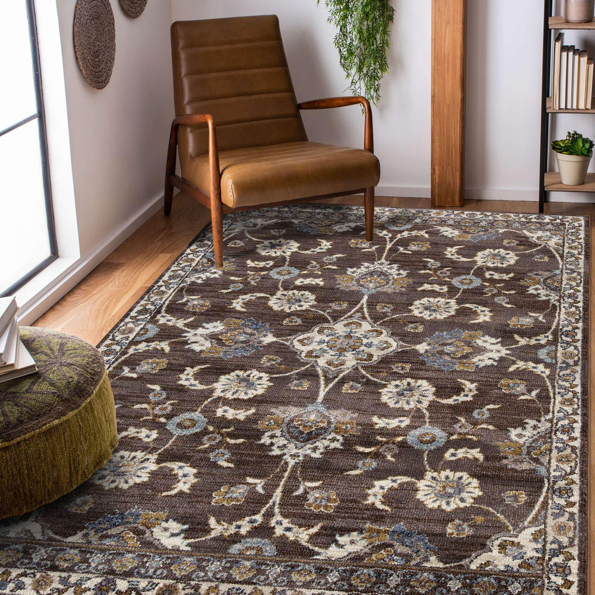 AMER Rugs Jordan Bea Floral Machine Woven Polypropylene Area Rug in ...