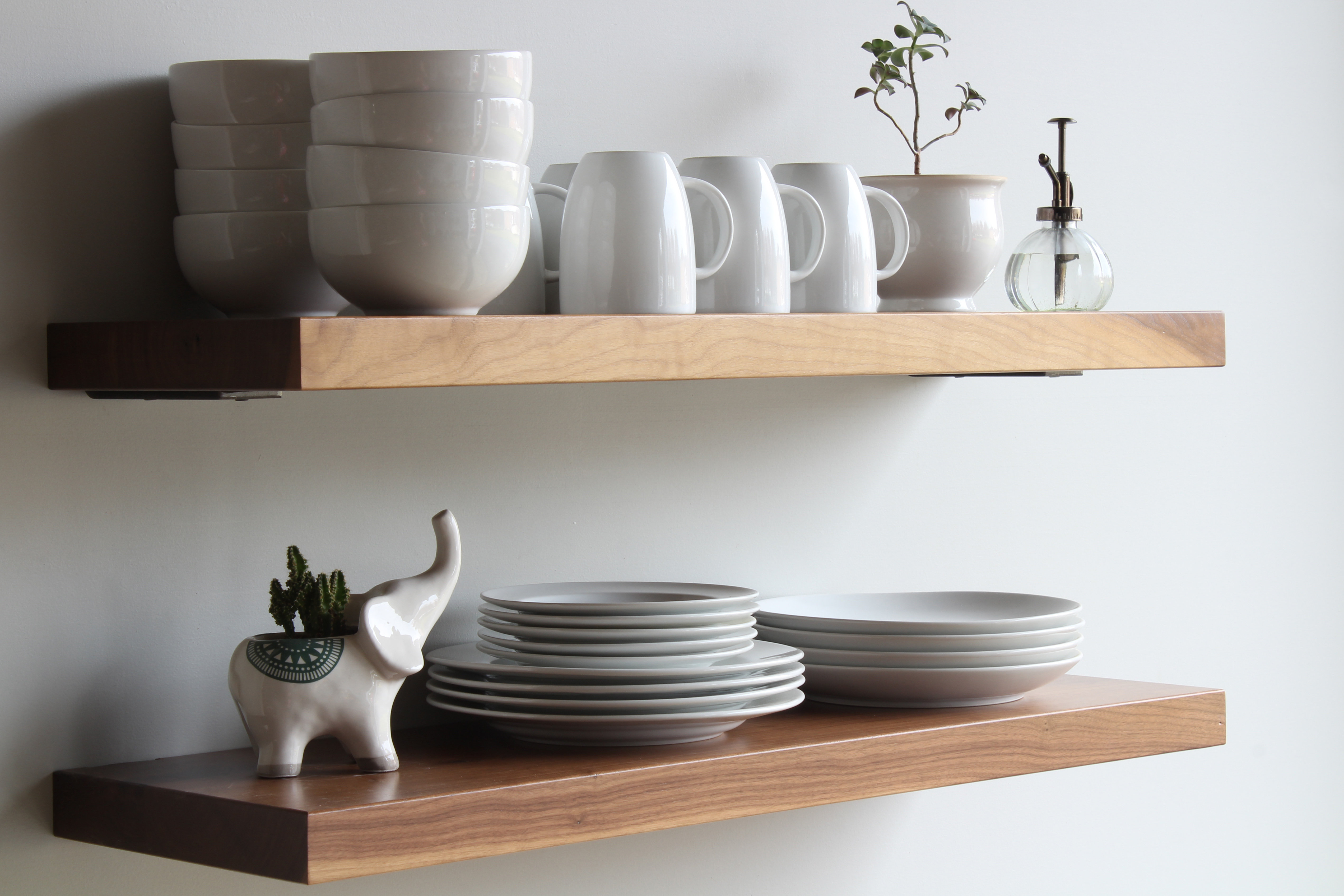 UrbanLegacy 2 Piece Walnut Solid Wood Floating Shelf | Wayfair