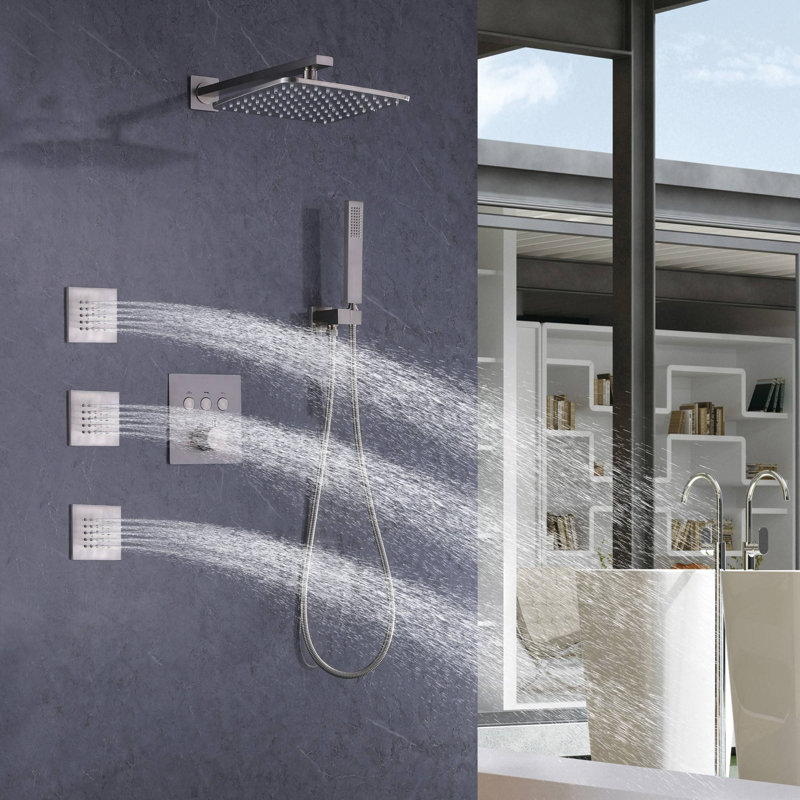 Homein Luxury Complete Shower System with Rough-in Valve & Reviews ...
