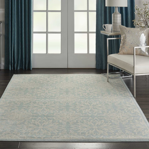 Charlton Home® Yurig Performance Ivory/Seafoam Green Rug & Reviews ...