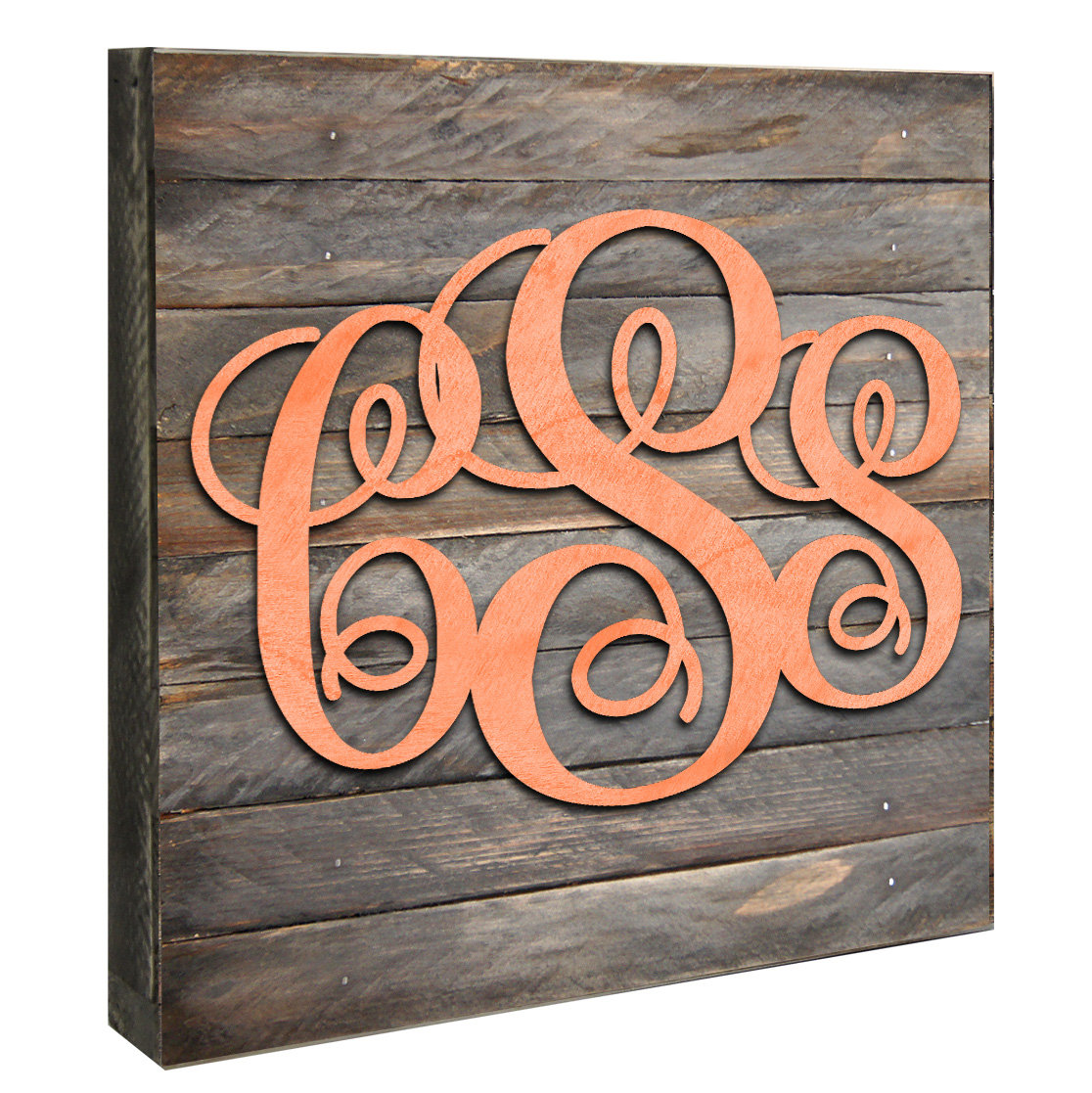 Millwood Pines 3-Letter Script Monogram on Wooden Block Wall Décor ...