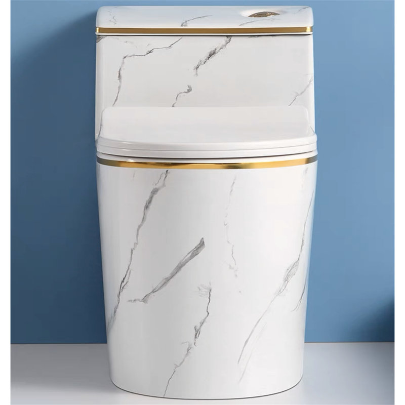 WATERMONY 1.6 GPF Elongated Comfort Height Floor Mounted One-Piece ...