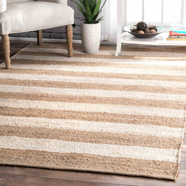 Breakwater Bay Stockton Springs Striped Handmade Flatweave Beige Area ...