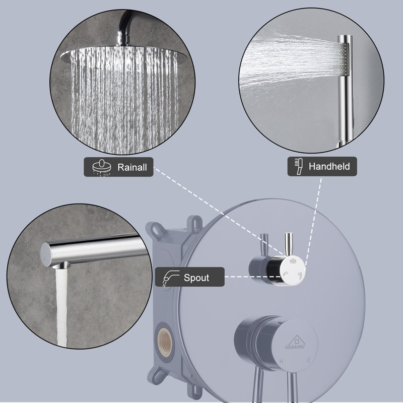 CASAINC Pressure-Balanced Shower System with Rough-in Valve | Wayfair