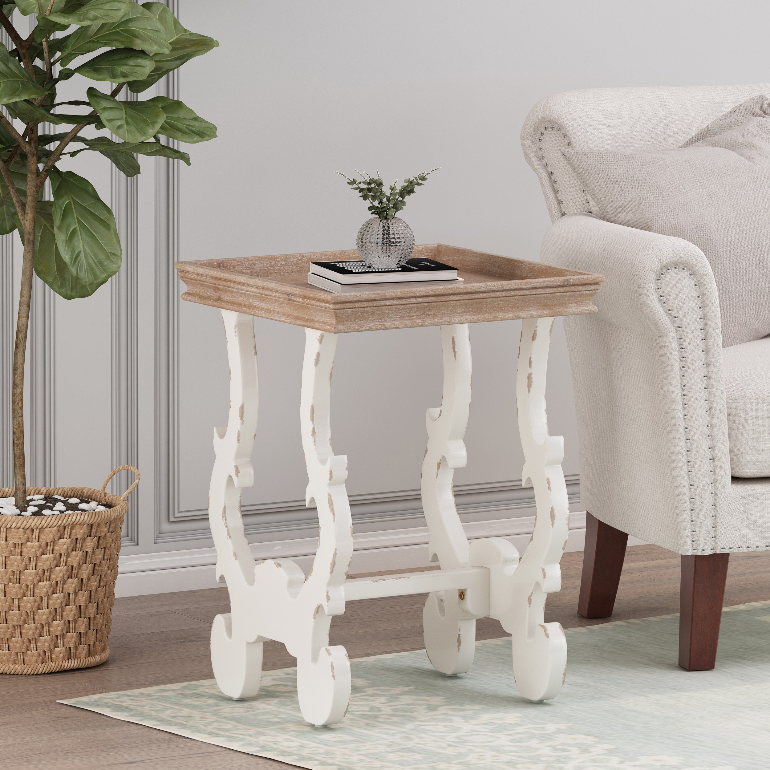 One Allium Way® 26'' Tall Tray Top Trestle End Table & Reviews | Wayfair
