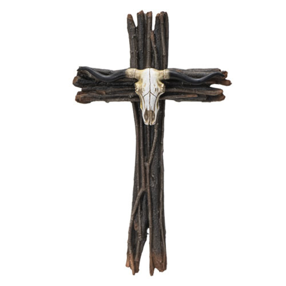 Trinx Faux Driftwood Bull Skull Cross Wall Décor | Wayfair