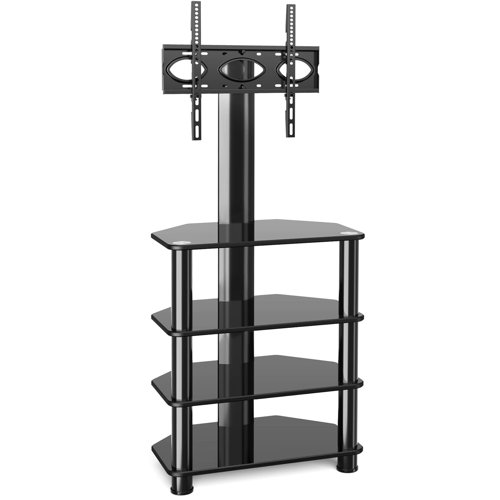 MOSE 4-Tiers Glass Black Floor Stand Mount Articulating/Extending Arm ...