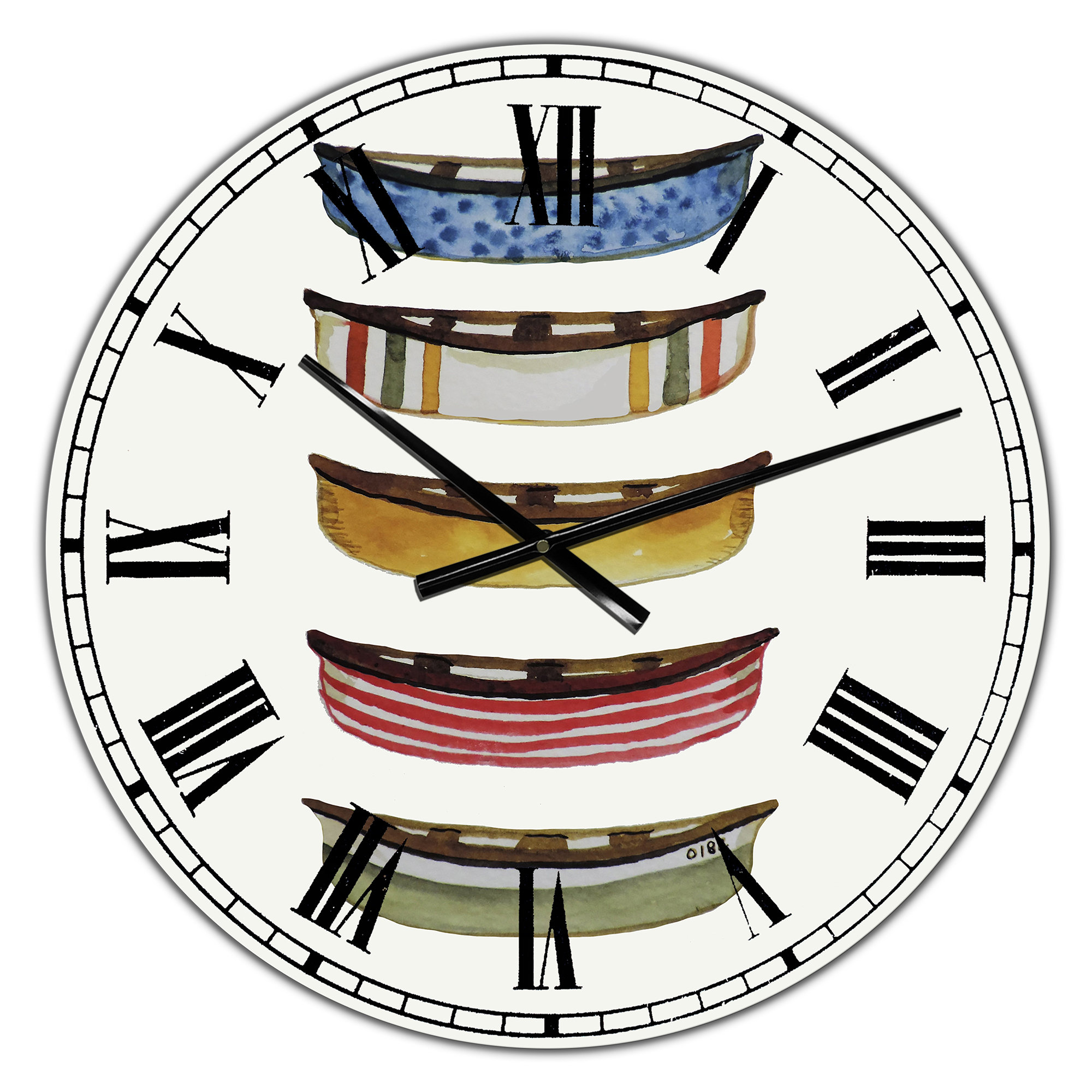 East Urban Home Five Canoes - Large Lake House Wall Clock | Wayfair